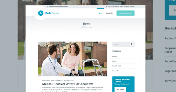 MedicPress Lite – Free WordPress Blog Theme for Doctors